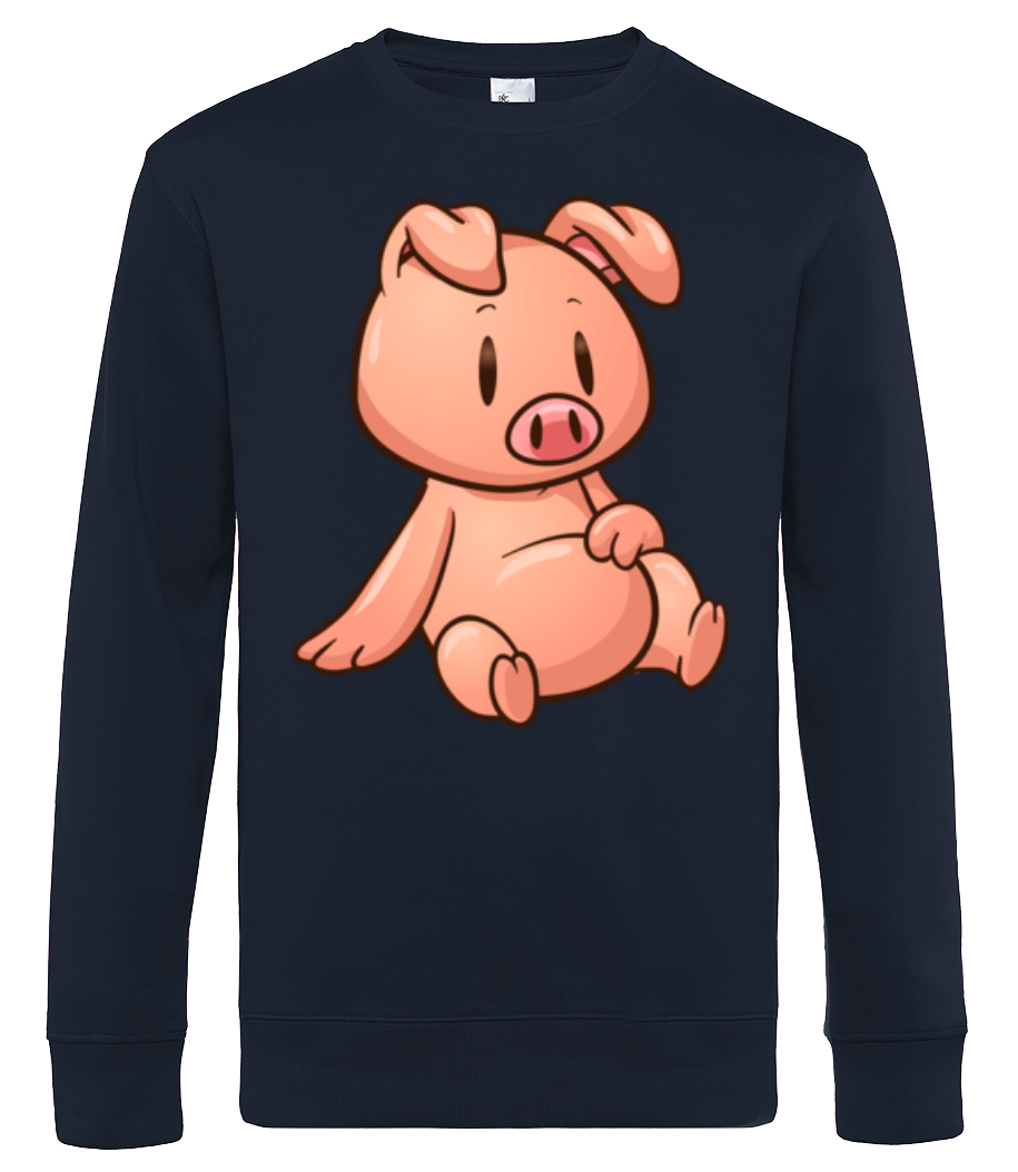 Schweinchen Sitzend Comic · Männer Standard Pullover | Shirtinator